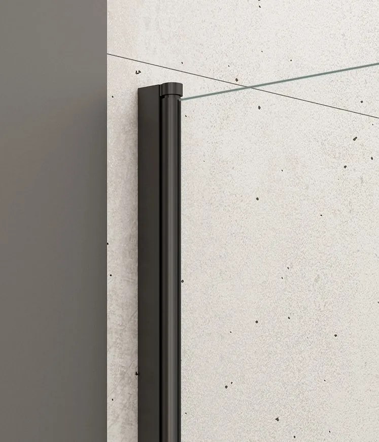 Aqualine Aqualine, VILMA vanová zástěna 600x1400 mm, černá, čiré sklo, AQ6014B