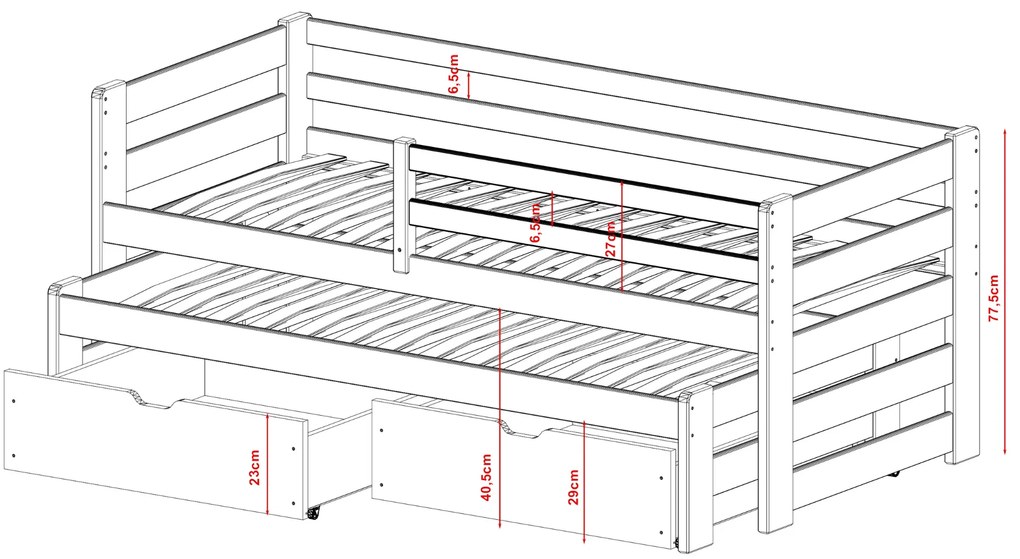 Legno Dětská rozkládací postel Senso olivová Rozměr (cm): 90x190