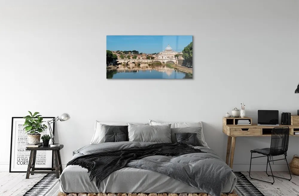 Obraz na skle Rome River mosty 140x70 cm