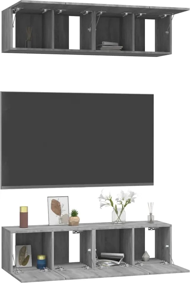Nástěnné TV skříňky 4 ks šedé sonoma 60 x 30 x 30 cm kompozit 3120204