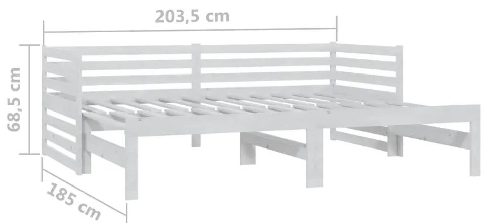 vidaXL Marketos Výsuvná denní postel 2 × (90x200 cm) bílá masivní borové dřevo