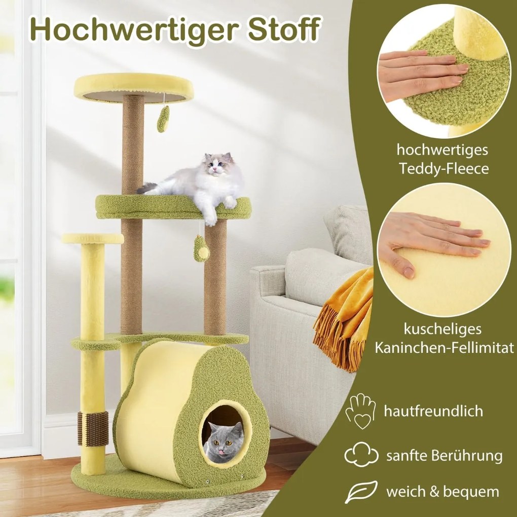 Costway Avocado Scratching Post Vícepatrová kočičí věž se soukromým apartmánem