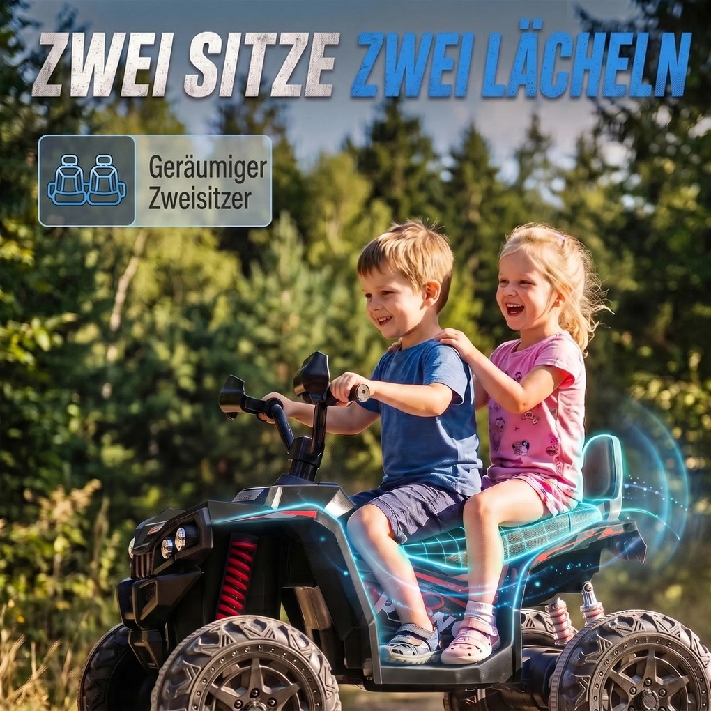 AIYAPLAY Dětská elektrická čtyřkolka pro dva, černá