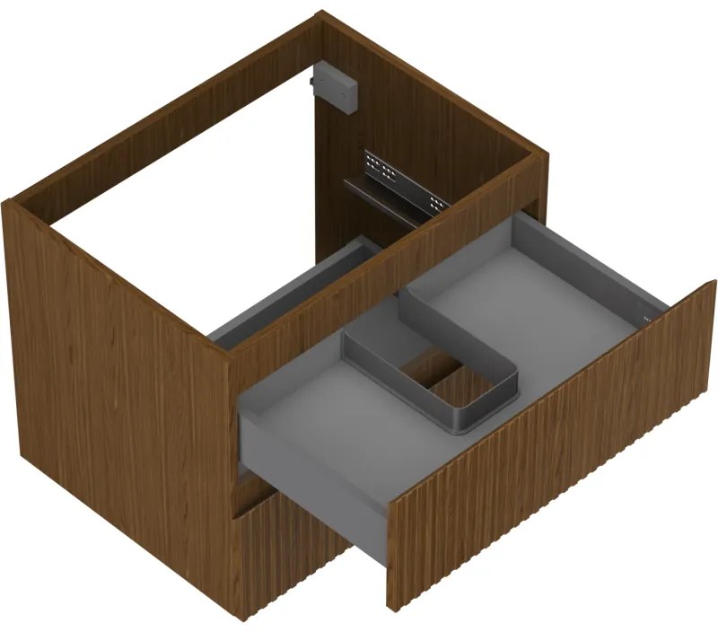 Mexen Rivel, koupelnová skříňka 60 cm, 2 zásuvky, drážkovaná, ořech, 91A20-06047-2-BFF86