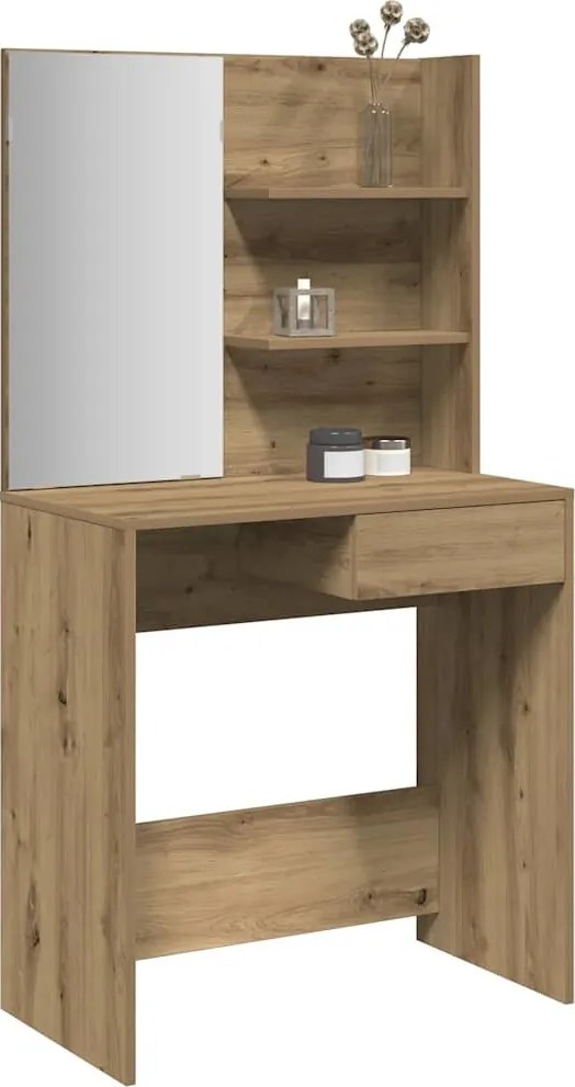 vidaXL Toaletní stolek se zrcadlem 74,5 x 40 x 141 cm [802807] Barva: dub artisan