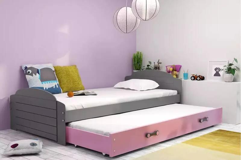 BMS Group Dětská postel s přistýlkou Lili 2 - 200x90 Grafit/růžová