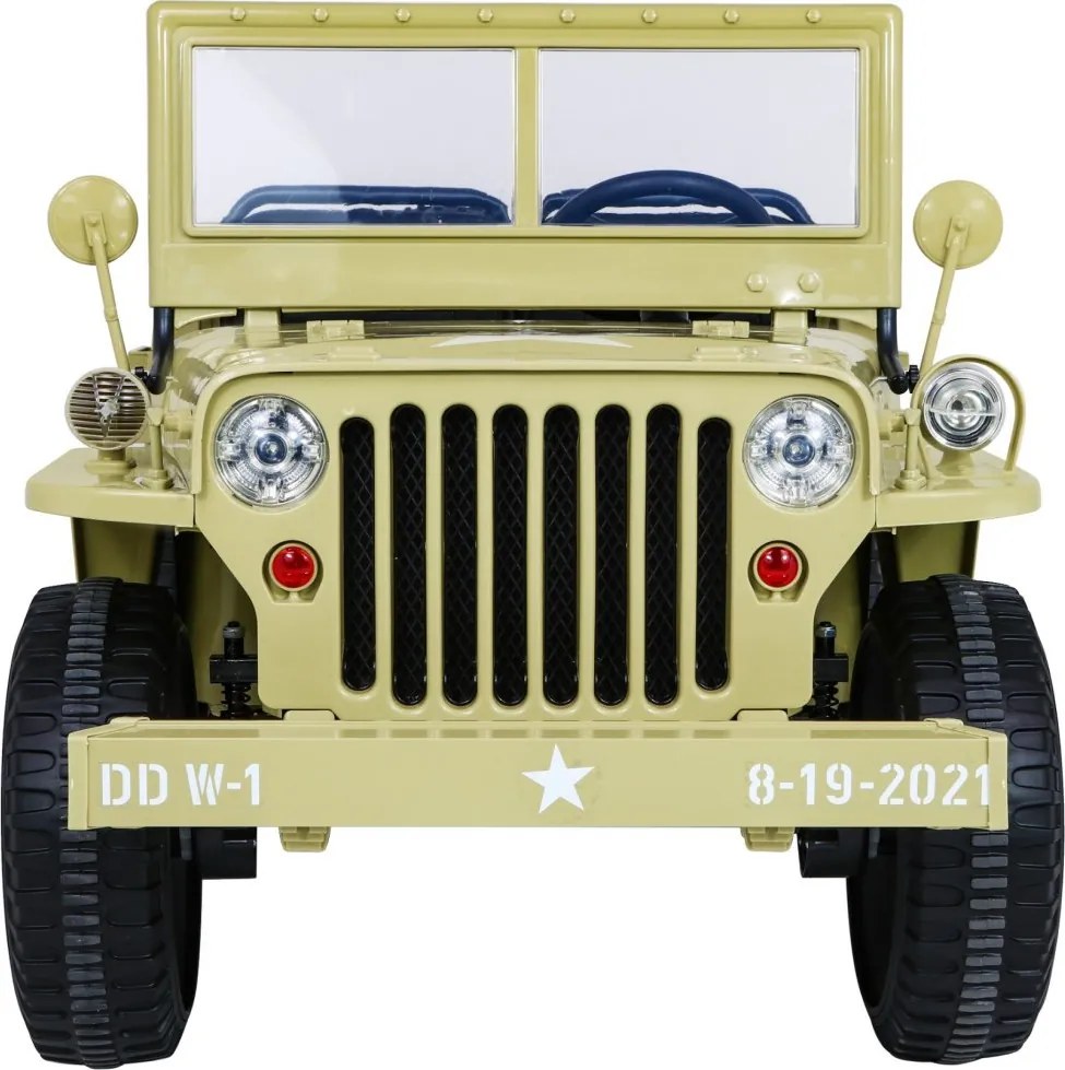 Dětský elektrický vojenský jeep willys 4x4 24V, 4x90W béžový
