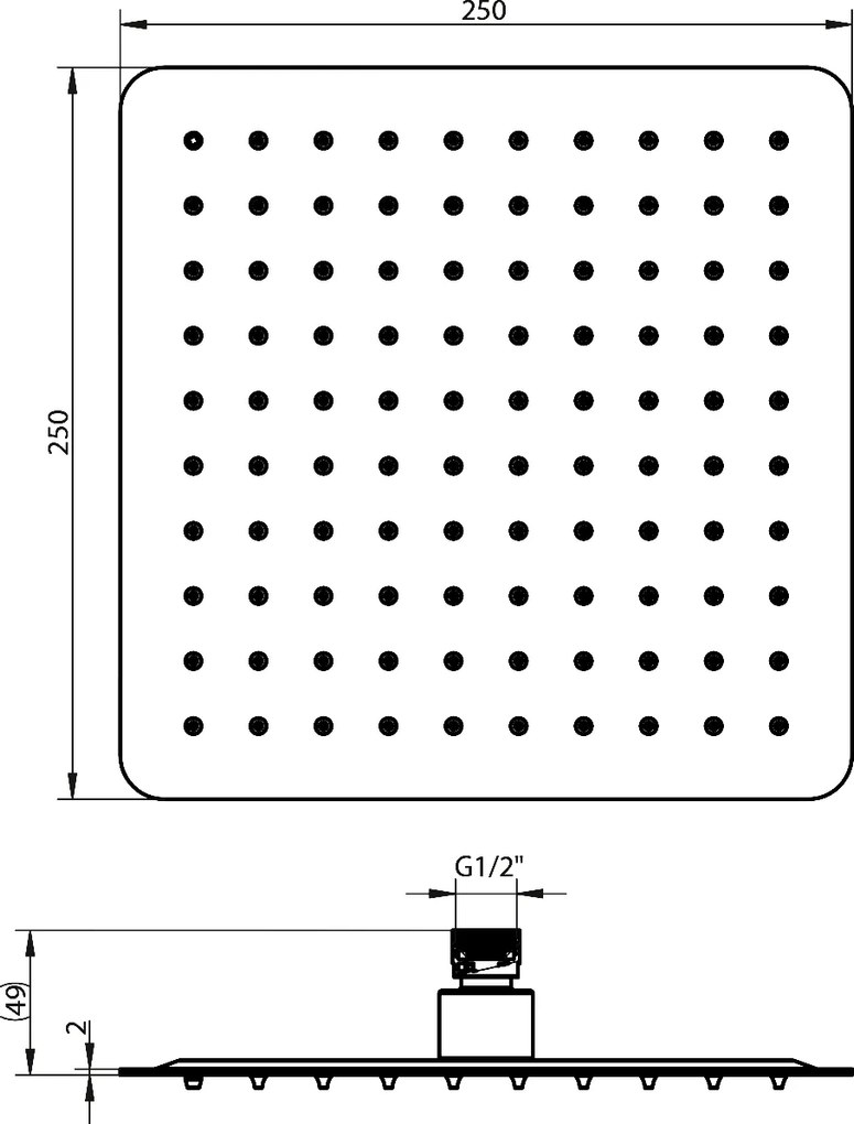 Sapho Rainfall hlavová sprcha 250 x 250 mm nerez RN564