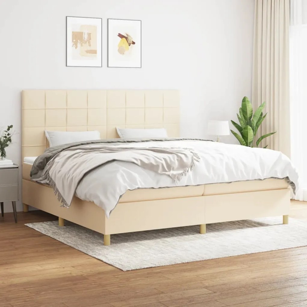 Box spring postel s matrací krémová 120x200 cm textil