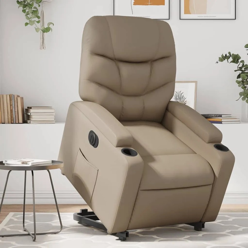Elektrické zvedací polohovací křeslo cappuccino umělá kůže 3204678