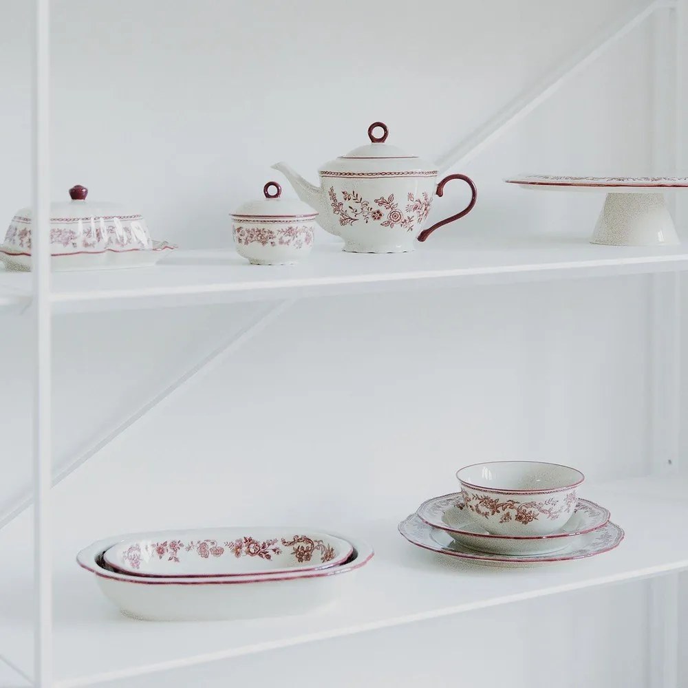 Vínový/slonovinový servírovací porcelánový talíř Cyril – S|P Collection