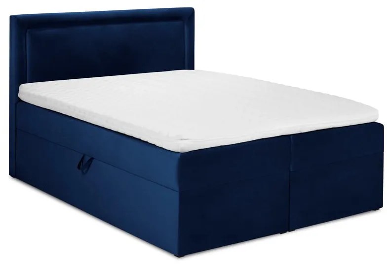 Modrá sametová dvoulůžková postel Mazzini Beds Yucca, 160 x 200 cm