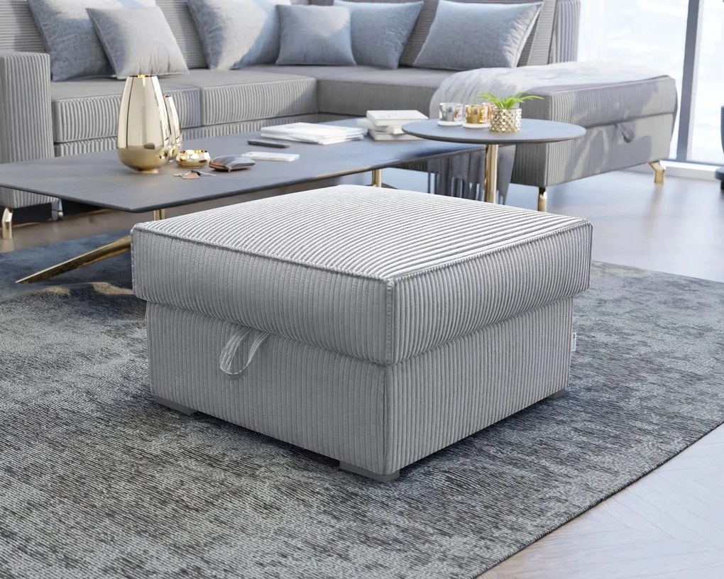 Taburet SMART COSARO XL s úložným prostorem 71x71 cm, světle šedý