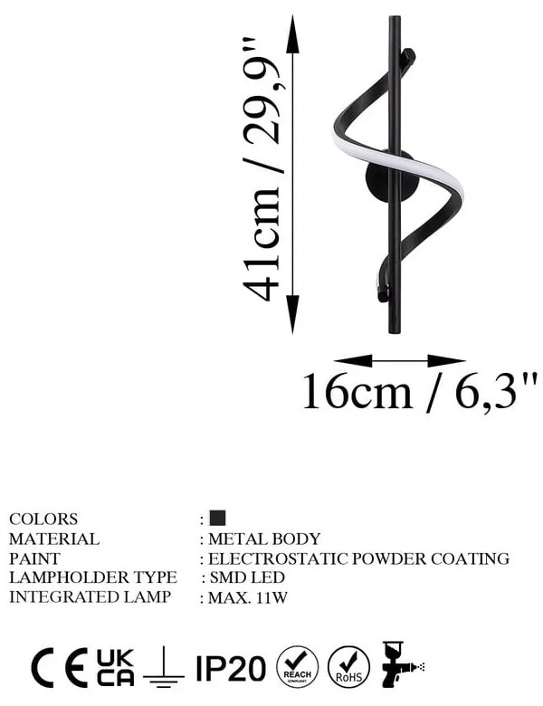 Černé LED nástěnné svítidlo Likma – Opviq lights