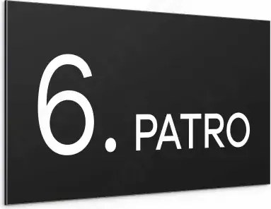 ACCEPT Označení podlaží "6. PATRO" - stříbrná tabulka - černý popis