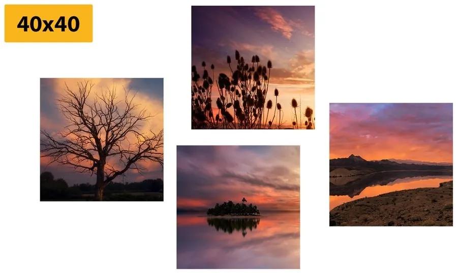 Set obrazů příroda plná romantických barev - 4x 40x40 cm