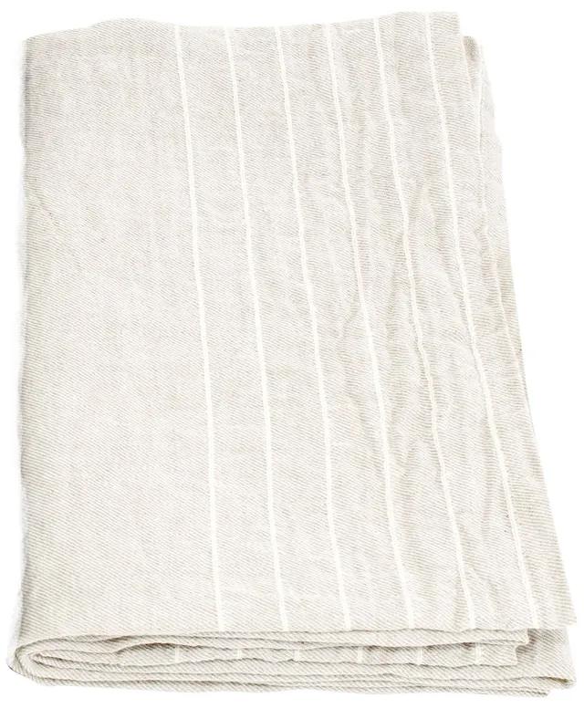 Lněný ručník Kaste, len-bílý, Rozměry  95x180 cm