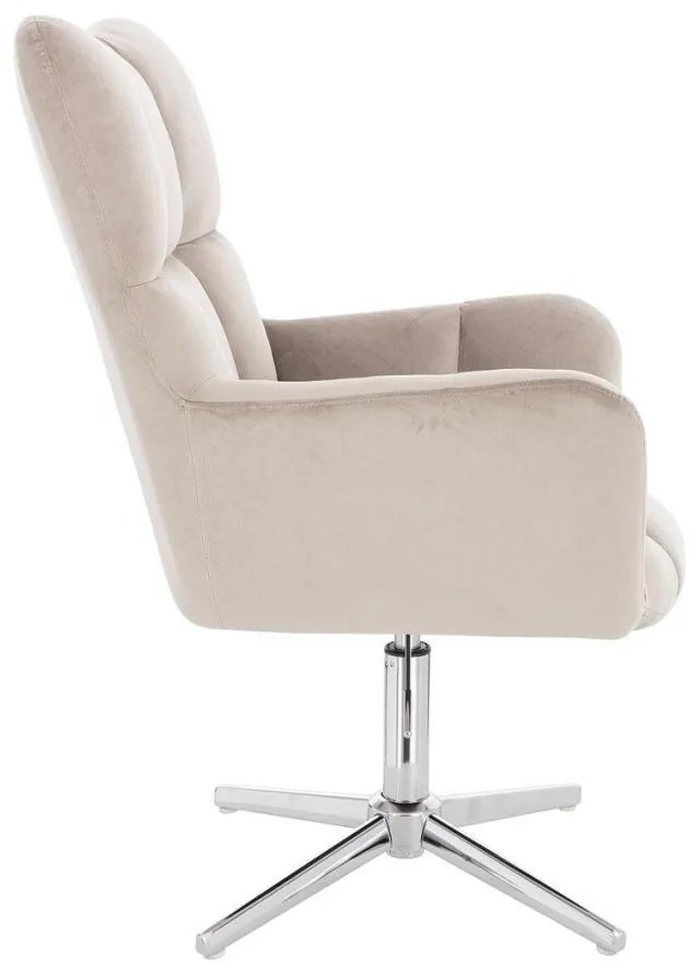 LuxuryForm DESIGN Otočné křeslo AURORA VELUR na stříbrném kříži - latte