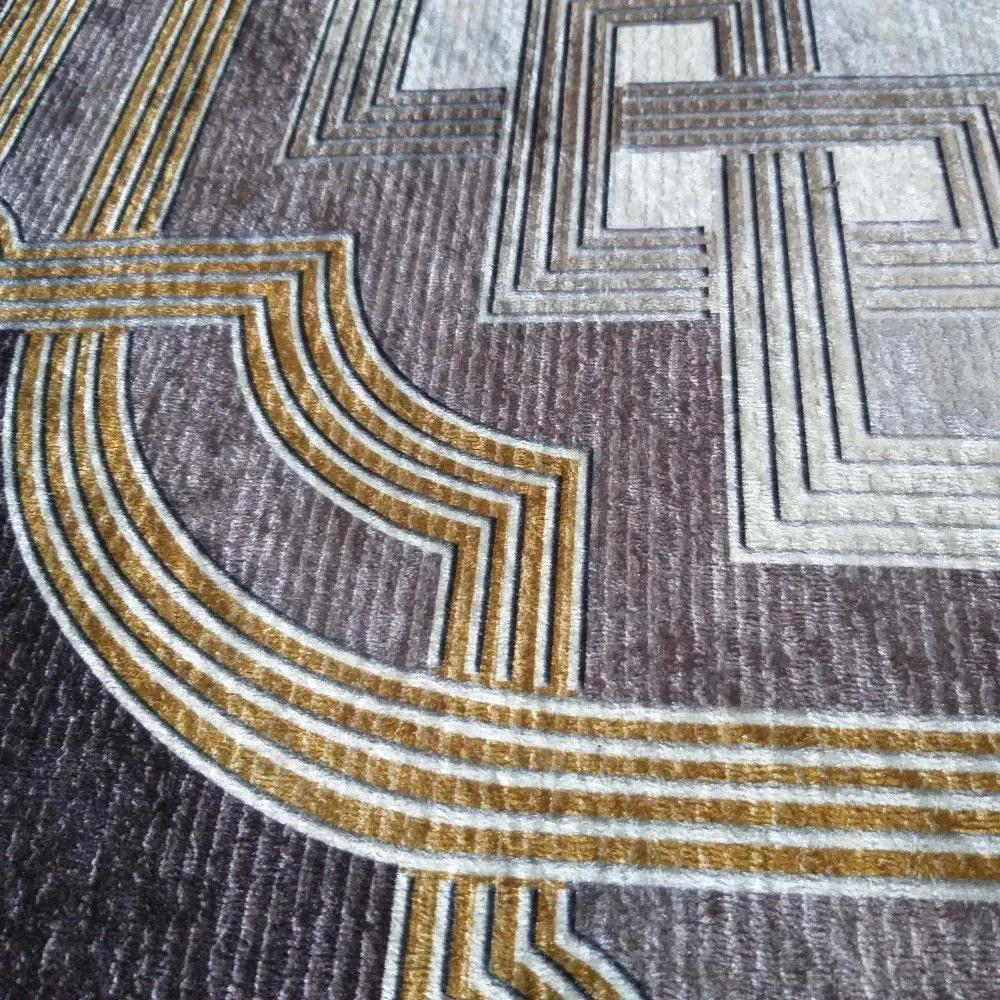 Vícebarevný vzorovaný koberec se zlatým vzorem Šířka: 80 cm | Délka: 300 cm