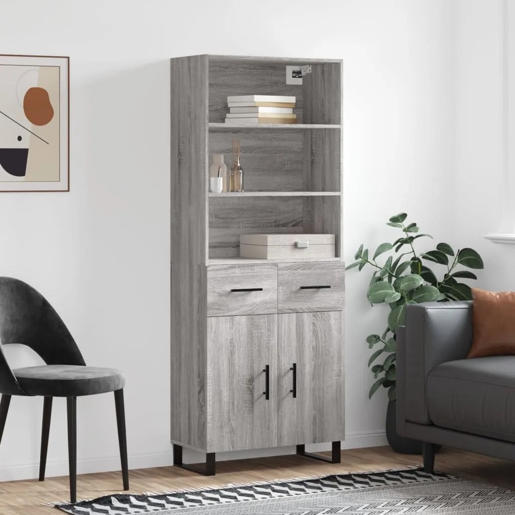 Skříň highboard šedá sonoma 69,5 x 34 x 180 cm kompozitní dřevo 3200543