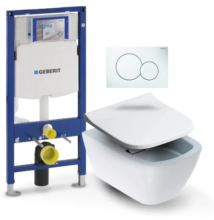 Geberit - Set Duofix (modul, Sigma 01 bílá, Traficc klozet + sedátko) B1H