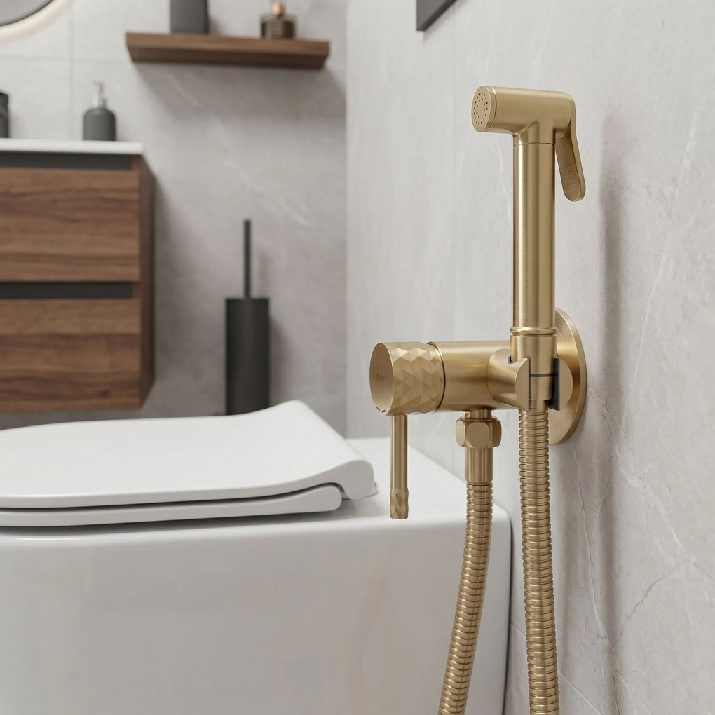 Rea Lungo Loop Diamond, podomítková bidetová baterie, broušené zlato, REA-B3330