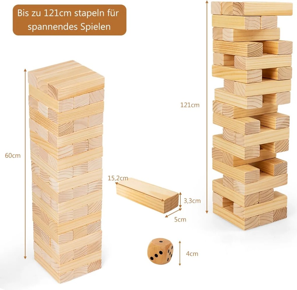 Costway 54 Bloky z borovicového dřeva Darn tower game stavebnice hra