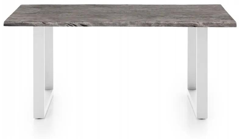 Šedý jídelní stůl masiv akát Grey 230x100 bílé nohy