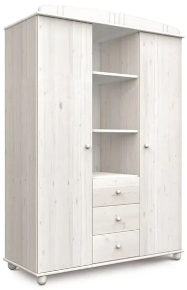 Bílá šatní skříň z borovicového dřeva Faktum Tomi