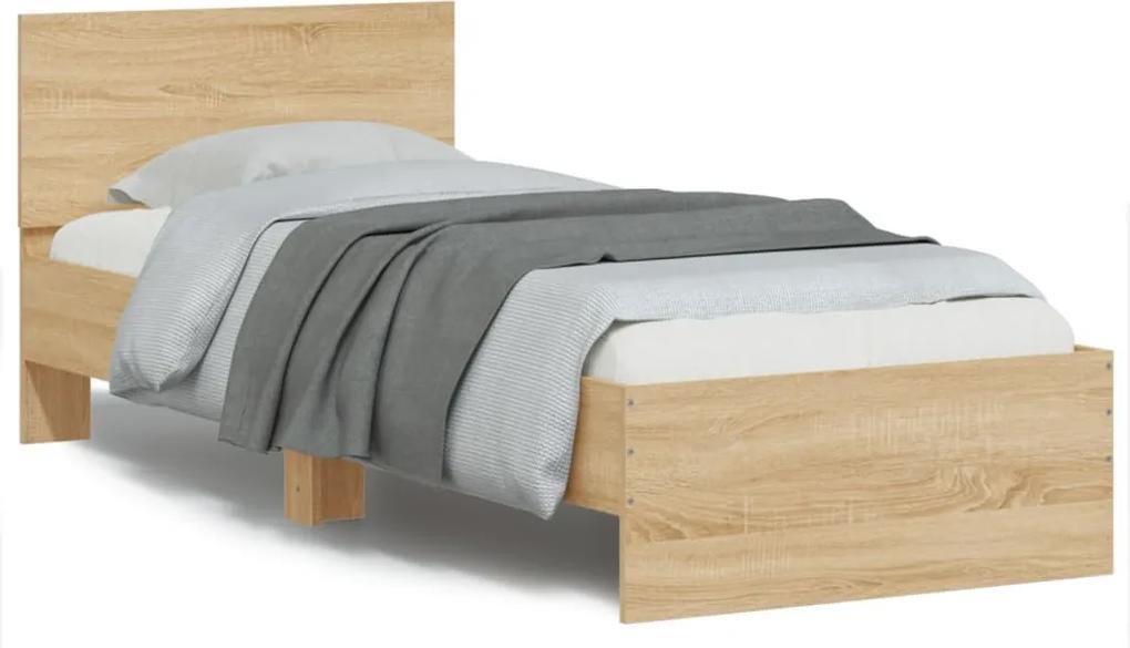 vidaXL Rám postele s čelem 75 x 190 cm kompozitní dřevo [838664] Barva: kouřový dub