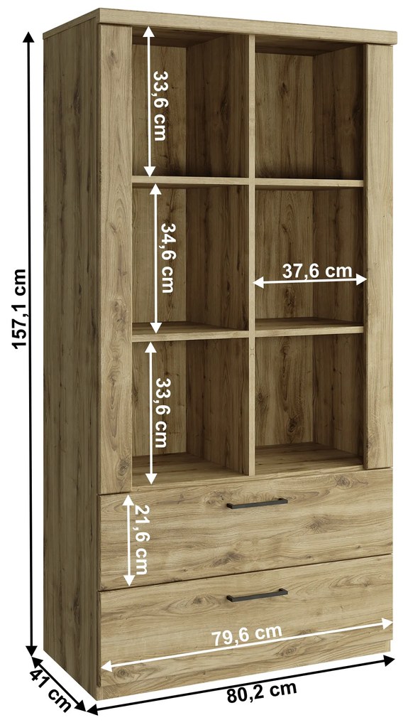 Kondela Nízký regál 2S, dub navarra, DORSI