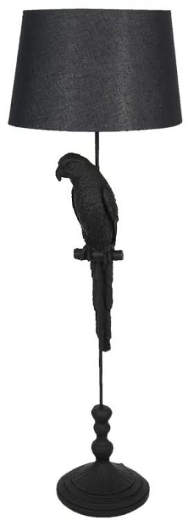 Černá stojací lampa s dekorací papouška – 40x121 cm