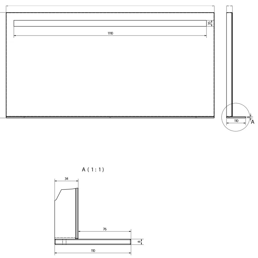 Sapho BRETO zrcadlo s LED osvětlením a policí 1200x608mm BT120