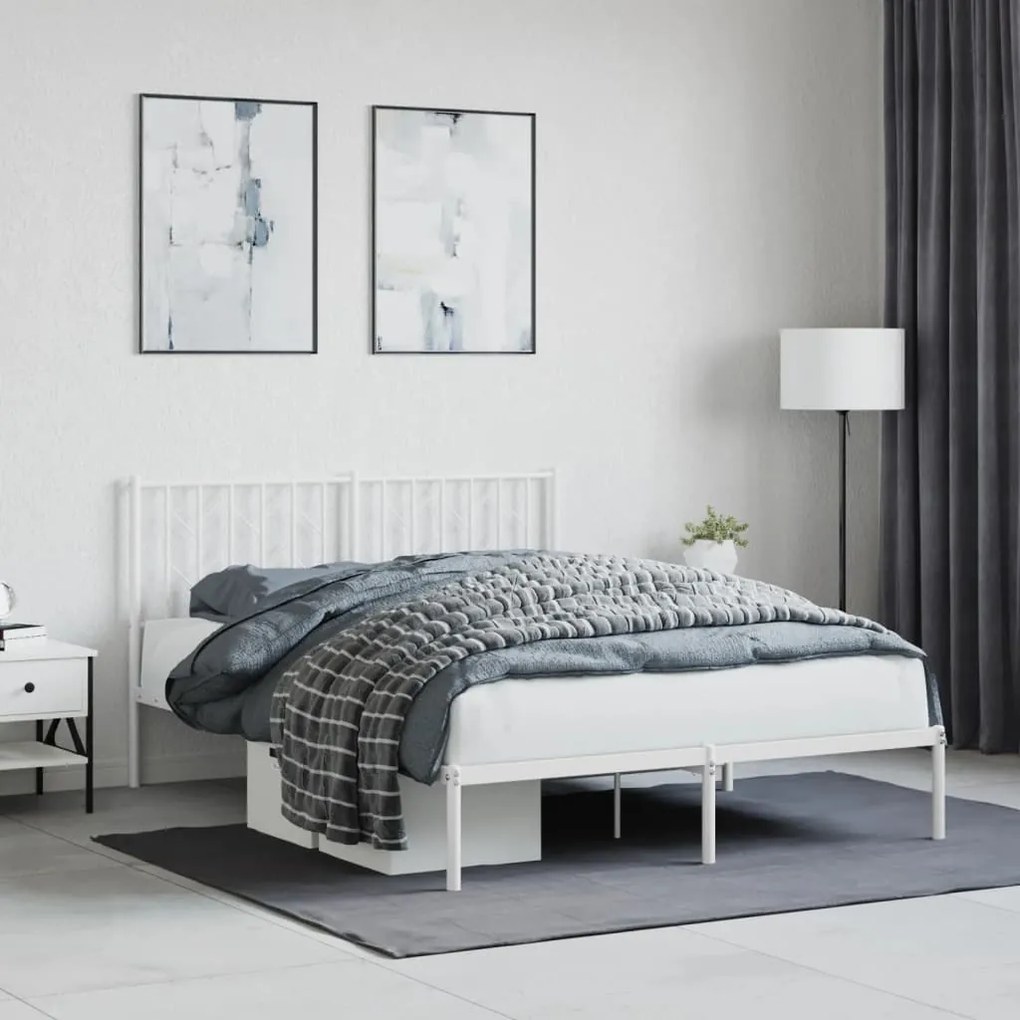 Kovový rám postele s čelem černý 75 x 190 cm