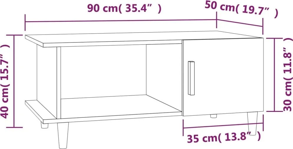 vidaXL Konferenční stolek 90 x 50 x 40 cm kompozitní dřevo [812748] Barva: bílá s vysokým leskem