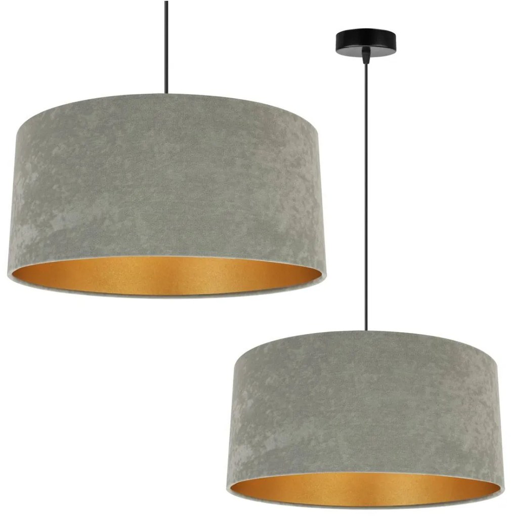 Závěsné svítidlo Mediolan, 1x olivové/zlaté textilní stínítko, (fi 44cm)