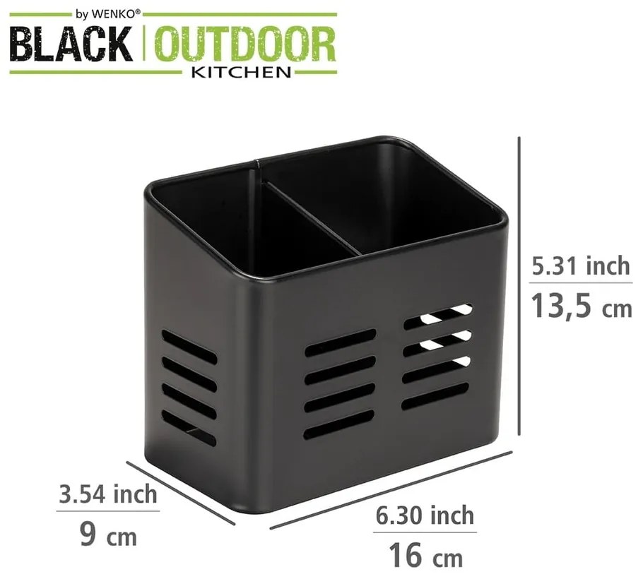 Kovové stojany na příbory a ubrousky v sadě 2 ks Black Outdoor Kitchen Baco – Wenko