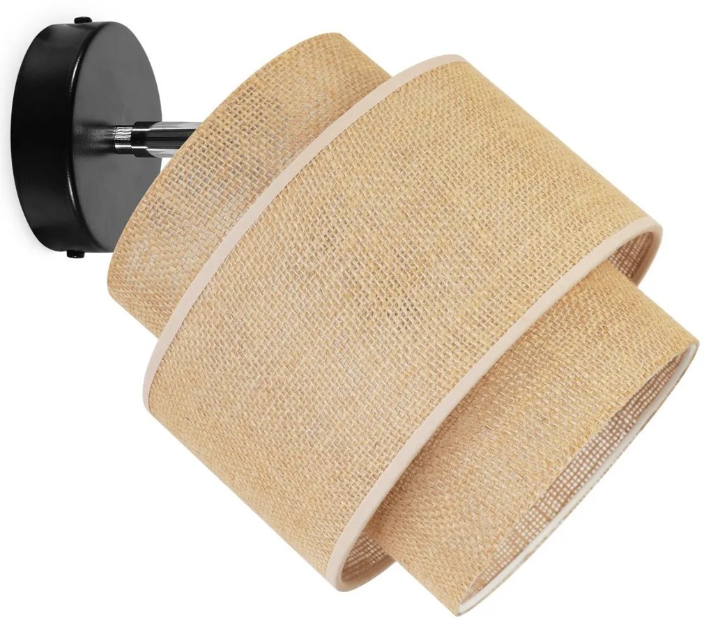 Bodové svítidlo Boho, 1x jutové stínítko, (výběr ze 2 barev konstrukce), (možnost polohování)