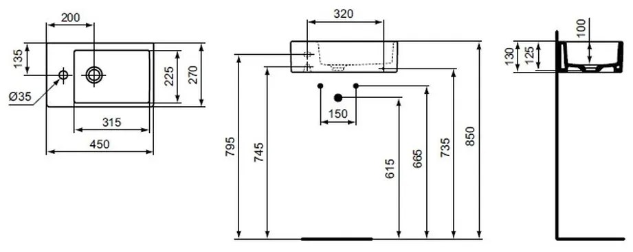 Ideal Standard Strada - Umývátko 45x27 cm, K081701