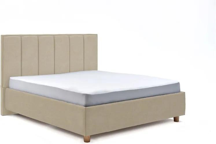 Béžová dvoulůžková postel s úložným prostorem ProSpánek Wega, 180 x 200 cm