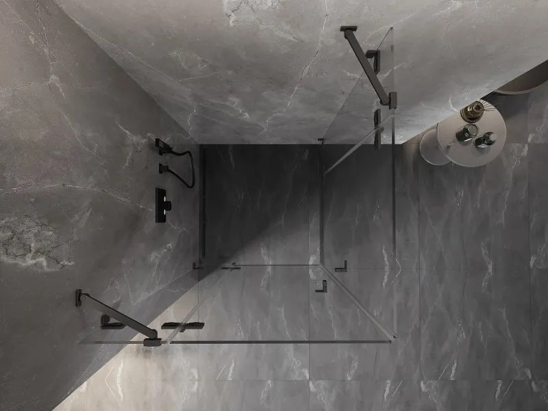 Mexen Lunar Duo, výklopný sprchový kout 85 x 85 cm, 8mm čiré sklo, profil grafit broušený, 834-085L-085P-66-00