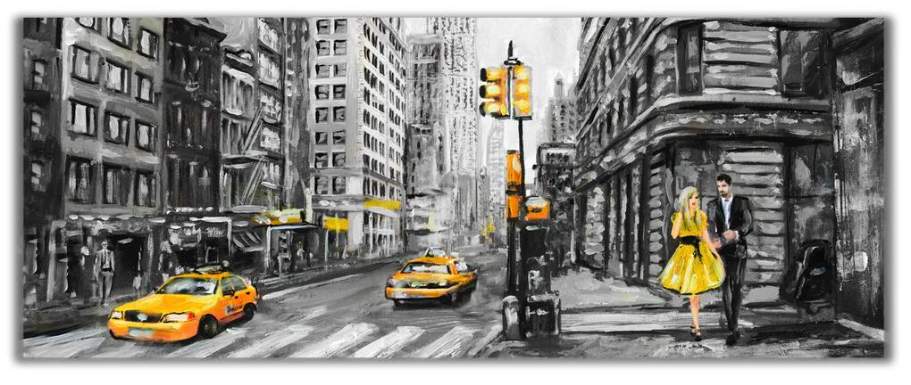 Malvis ® Obraz reprodukce New York žlutý Velikost: pětidílný obdélník - 100x45 cm