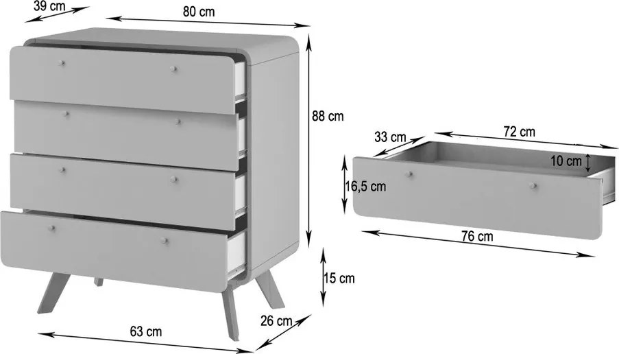 Vysoká komoda v dekoru dubu v bílo-přírodní barvě 80x88 cm Caitlin – Støraa