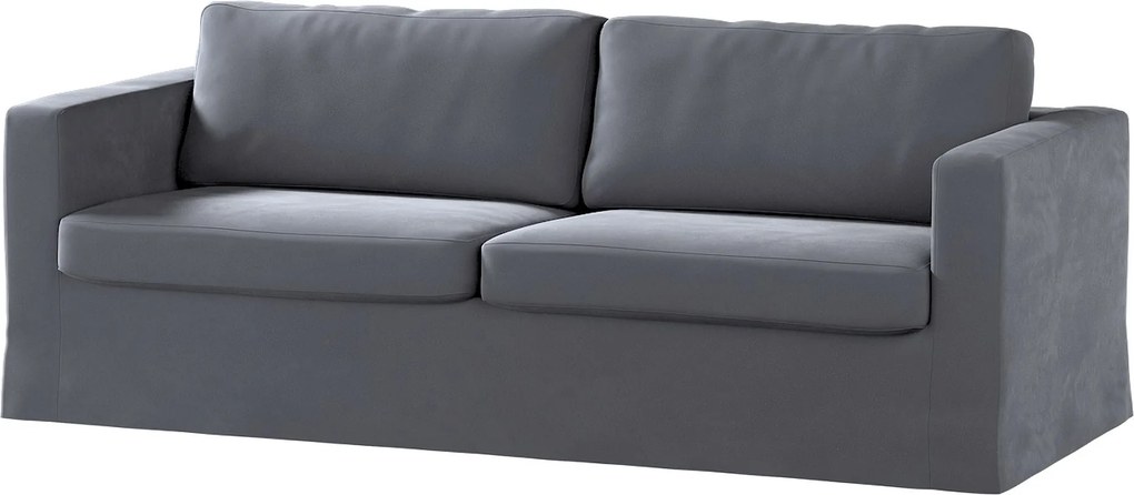 Potah na pohovku IKEA Karlstad 3-místná, nerozkládací, dlouhý barva šedá látka lesklé, sametová