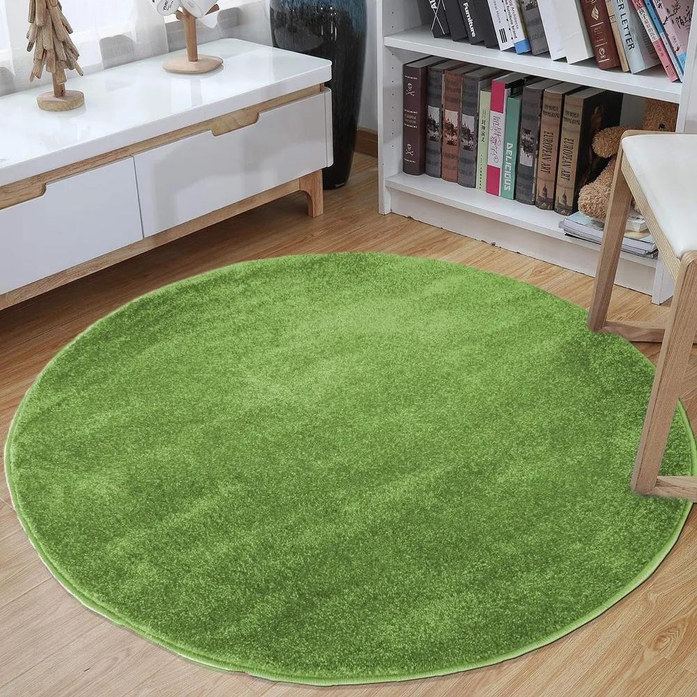 Kulatý jednobarevný koberec zelené barvy Šířka: 120 cm | Délka: 120 cm