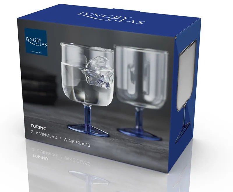 Lyngby Glas Sklenice na víno Torino 30 cl (2ks) Clear/Blue