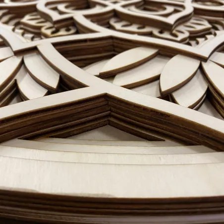 Vyřezávaná dřevěná 3D mandala na zeď | SENTOP PR0460