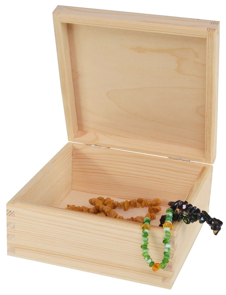 Dřevěná krabička s víkem - 15 x 15 x 7 cm