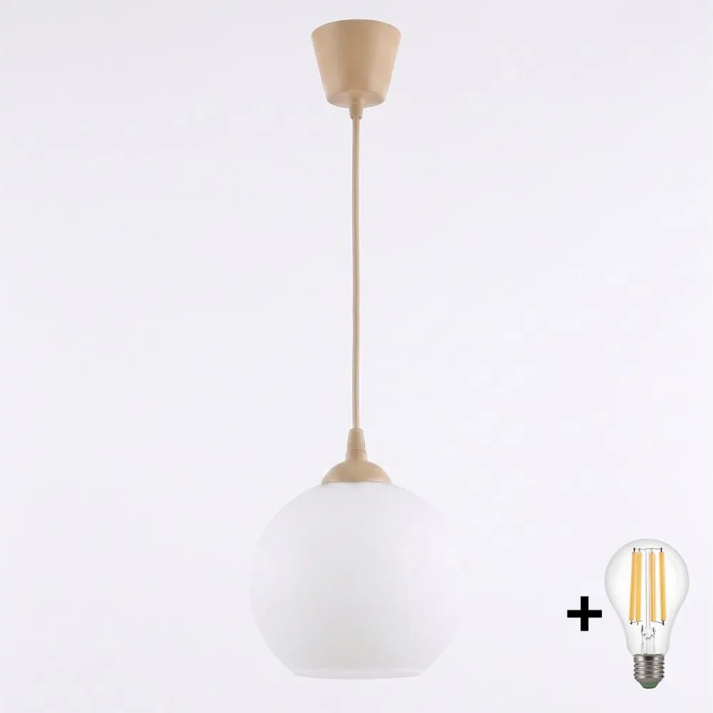 BRILAGI - LED Lustr na lanku RETRO GLASS 1xE27/60W/230V pr. 15 cm béžová/bílá