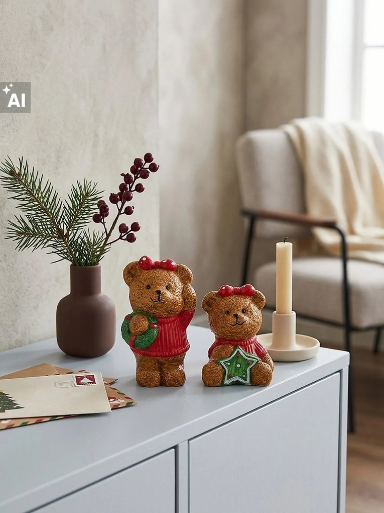 Sinsay - Stojící vánoční dekorace ve tvaru medvídků 2 pack - vícebarevná